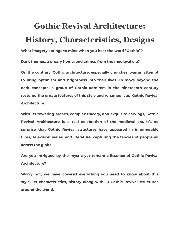 PPT - Gothic Revival Architecture History, Characteristics, Designs ...