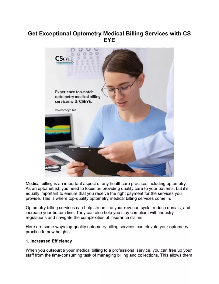 PPT - Get Exceptional Optometry Medical Billing Services with CS EYE ...