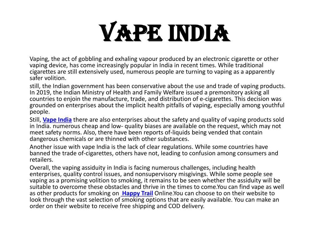 PPT - Vape India PowerPoint Presentation, free download - ID:12065274