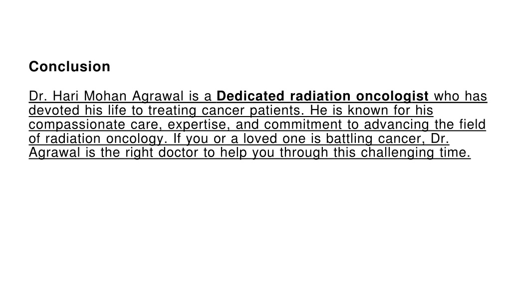 PPT - Meet Dr. Hari Mohan Agrawal A Dedicated Oncology Specialist ...