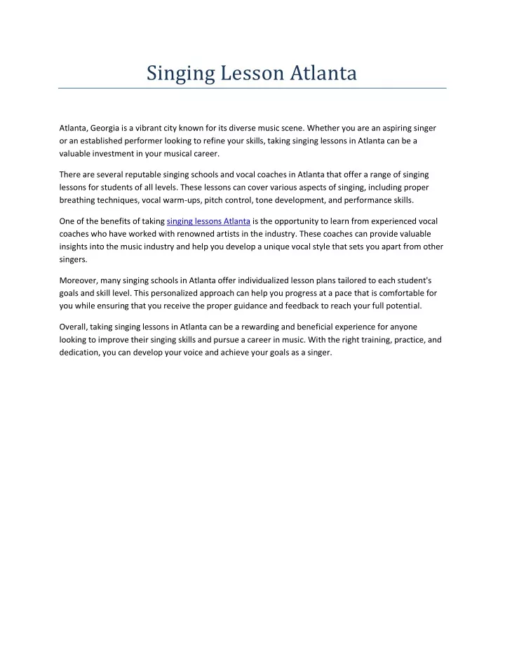 PPT - Singing Lesson Atlanta PowerPoint Presentation, free download ...
