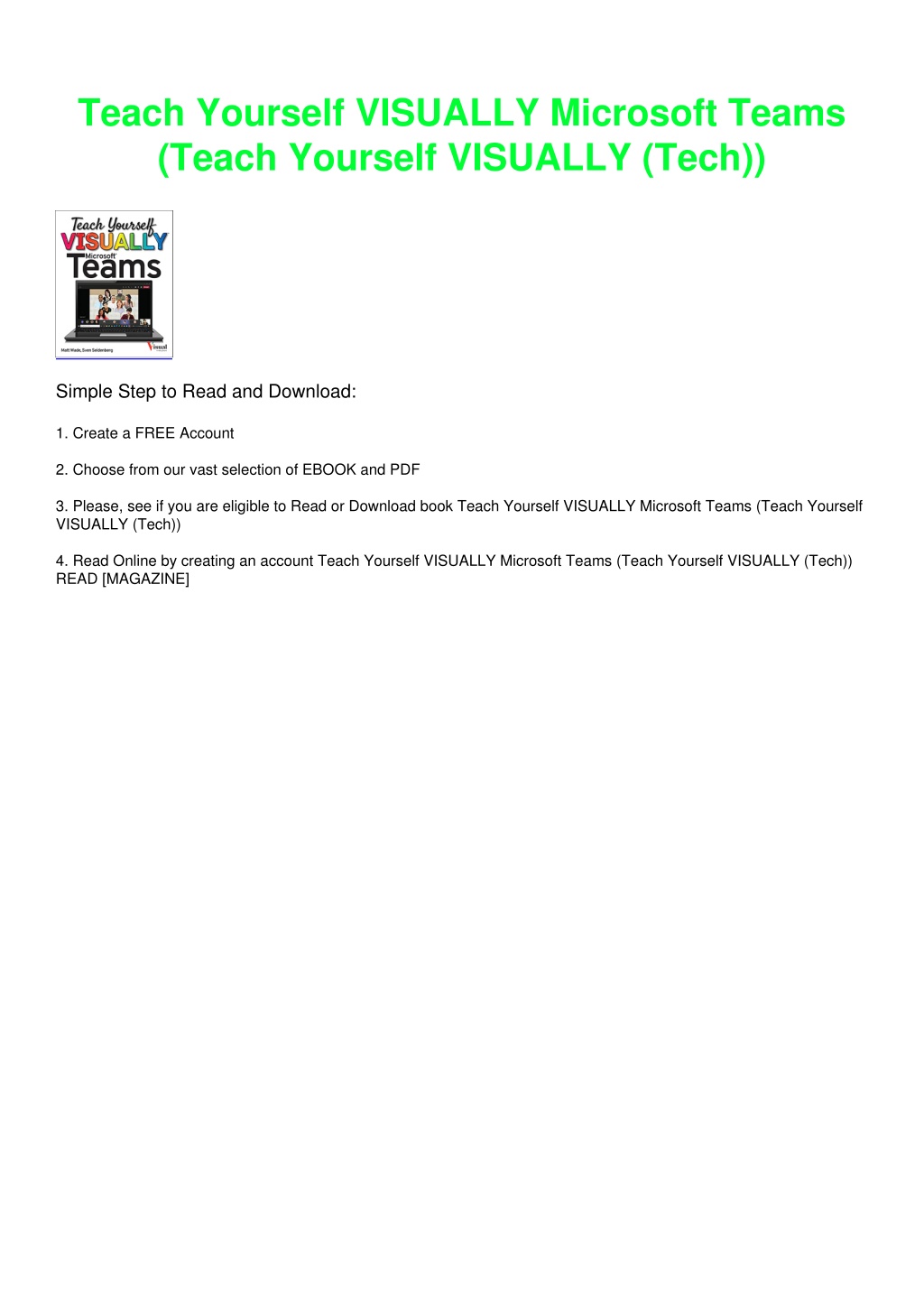 PPT - DOWNLOAD/PDF Teach Yourself VISUALLY Microsoft Teams (Teach ... PPT - DOWNLOAD/PDF Teach Yourself VISUALLY Microsoft Teams (Teach ...