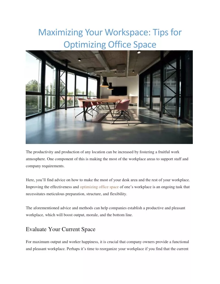 PPT - Optimizing office space PowerPoint Presentation, free download ...