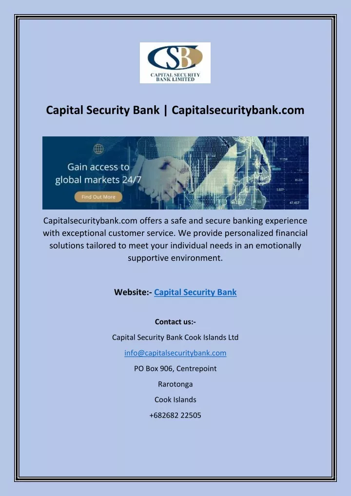 PPT - Capital Security Bank | Capitalsecuritybank.com PowerPoint ...