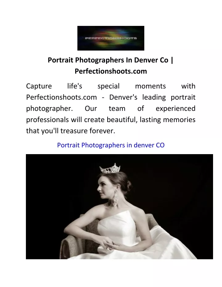 PPT - Portrait Photographers In Denver Co | Perfectionshoots.com ...