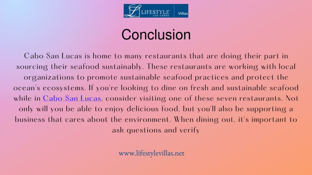 PPT - Best Sustainability Sourced Fresh Seafood Restaurants in Cabo San ...