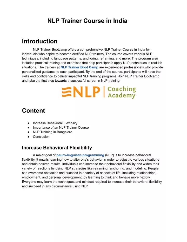 PPT - NLP Trainer Course in India PowerPoint Presentation, free ...