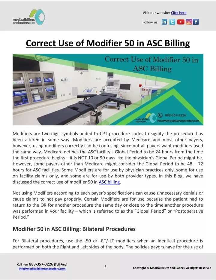 PPT - Correct Use of Modifier 50 in ASC Billing PowerPoint Presentation ...