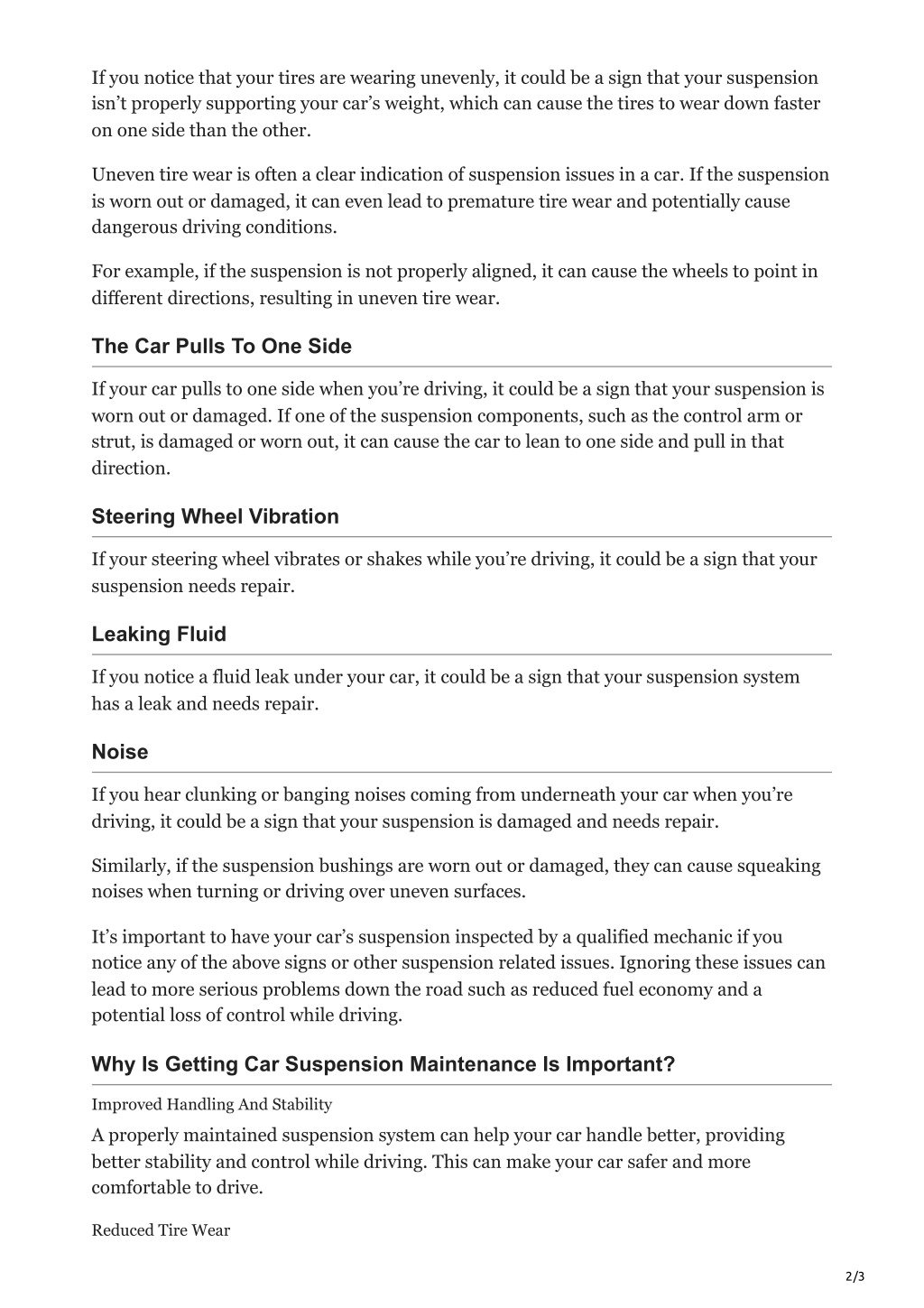 Ppt Car Service Signs That Your Cars Suspension Set Up Needs Repair
