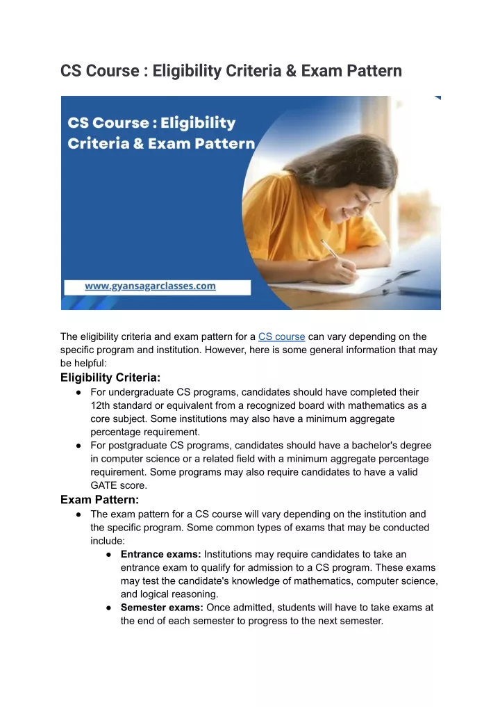 PPT - CS Course Eligibility Criteria & Exam Pattern PowerPoint ...