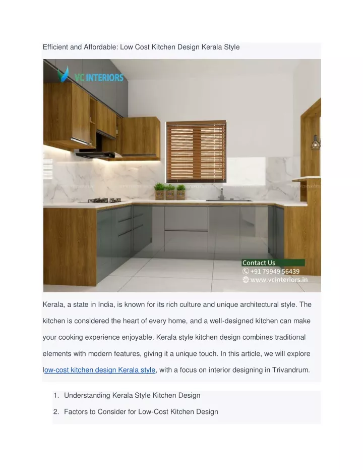 PPT - Efficient and Affordable: Low Cost Kitchen Design Kerala Style ...