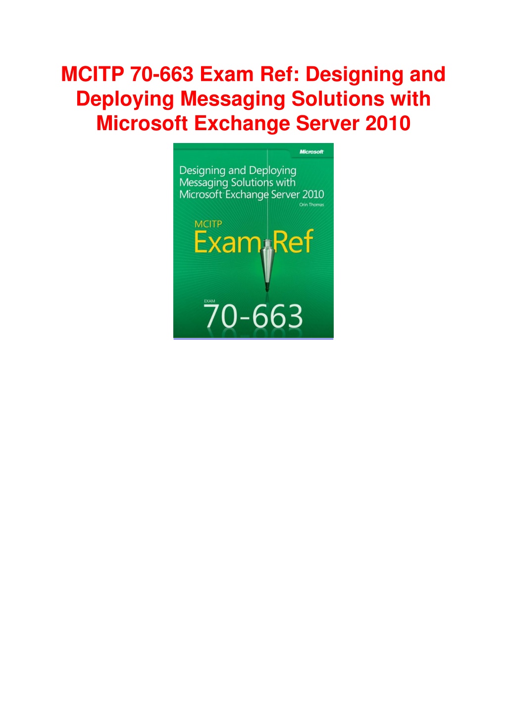 PPT - Ebook ️(download)⚡️ MCITP 70-663 Exam Ref: Designing and Deploying Messaging Sol ...