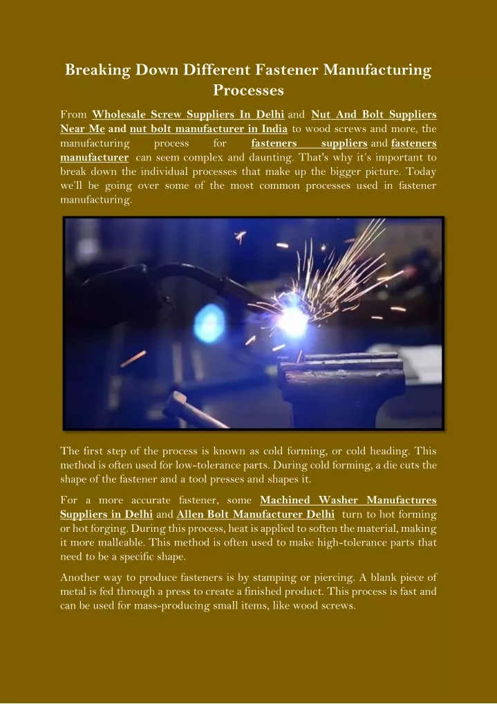 PPT - Breaking Down Different Fastener Manufacturing Processes ...