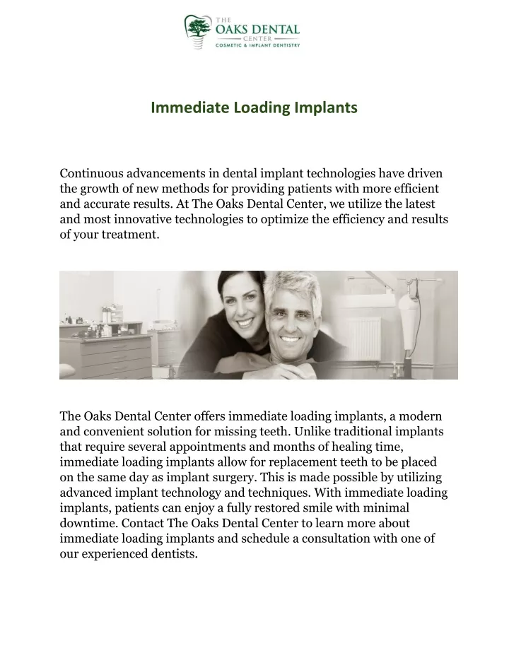 PPT - Immediate Loading Implants PowerPoint Presentation, free download ...