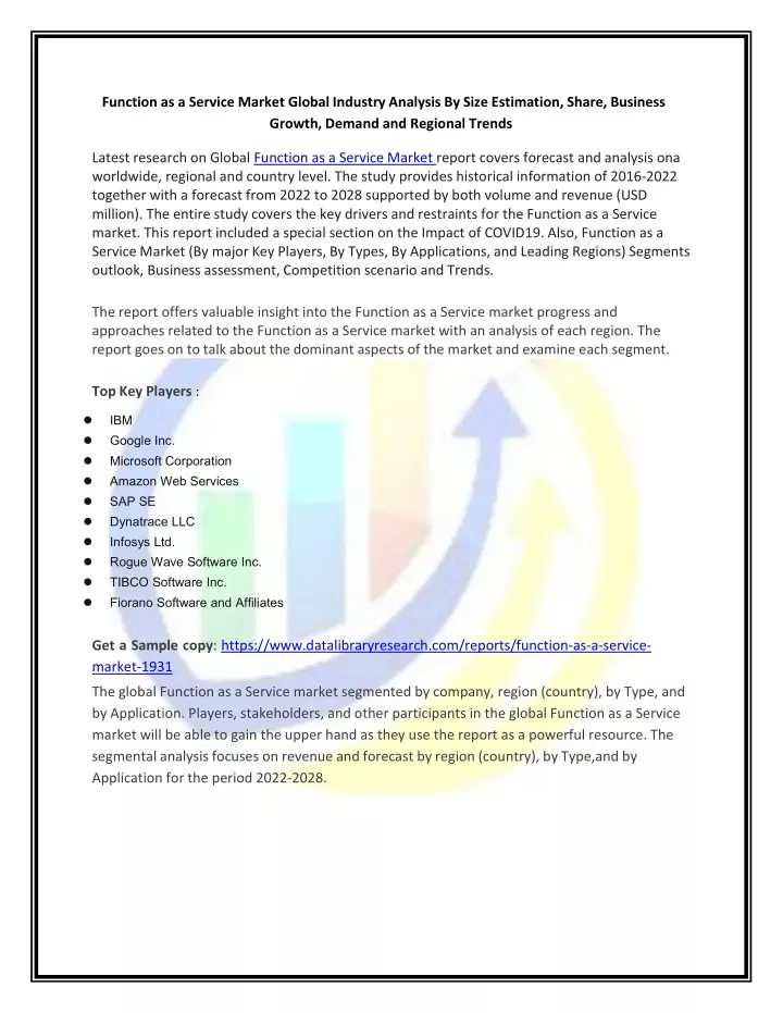 PPT - Global Function as a Service Market Opportunities and Forecast ...