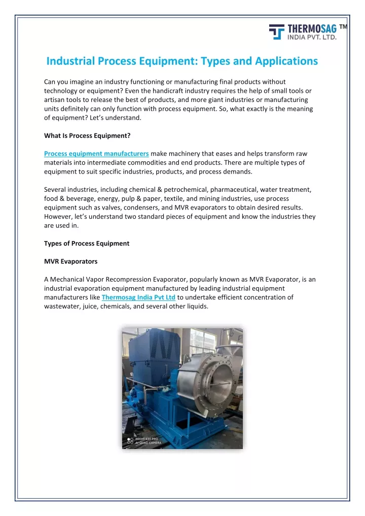 PPT - An Overview of Industrial Process Equipment Types and ...