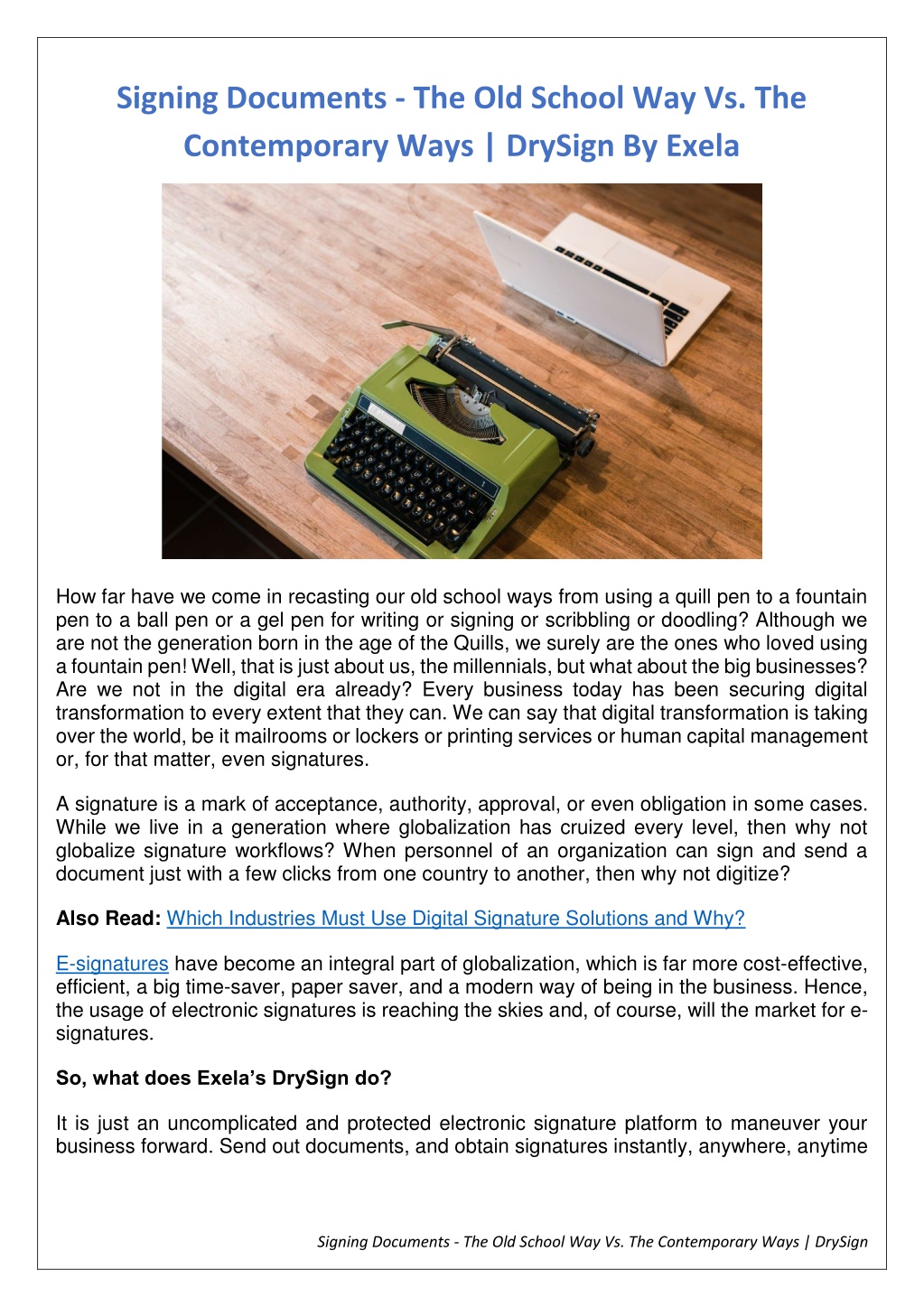 PPT - Signing Documents - The Old School Way Vs. The Contemporary Ways ...