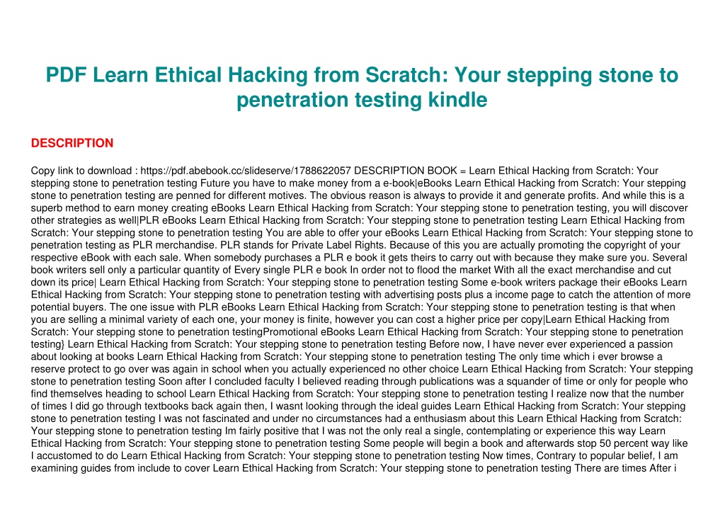 Ppt Pdf Learn Ethical Hacking From Scratch Your Stepping Stone To