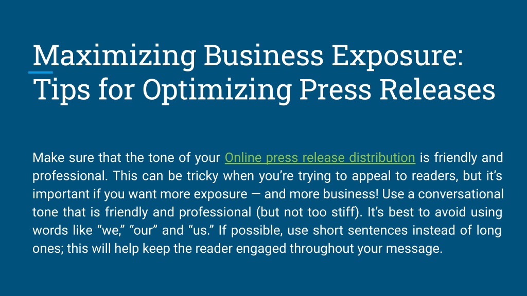 PPT - Optimizing Press Releases to Increase Business Exposure ...