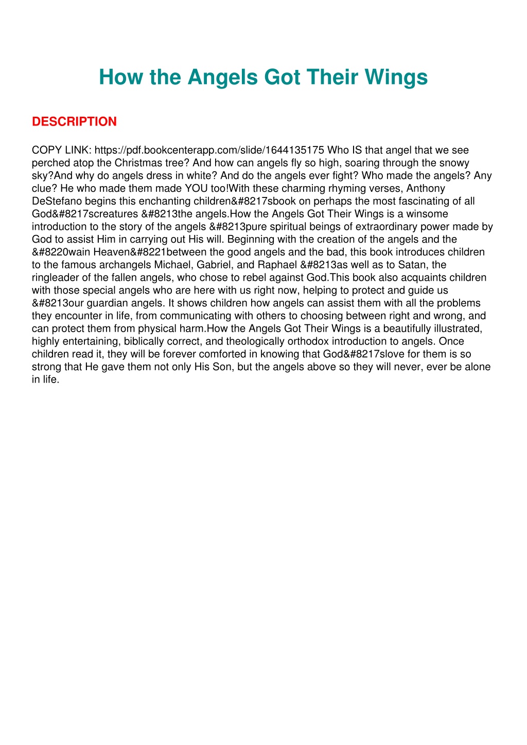 PPT - [DOWNLOAD]⚡️PDF ️ How the Angels Got Their Wings PowerPoint ...