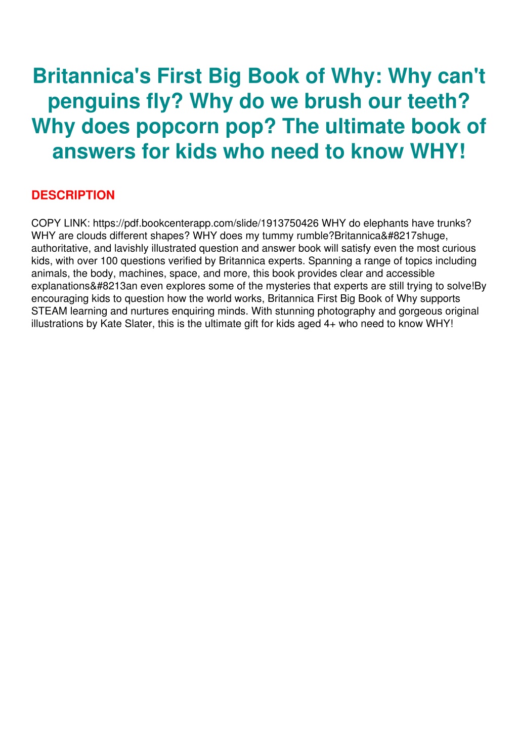 PPT - [PDF] ️DOWNLOAD⚡️ Britannica's First Big Book of Why: Why can't ...