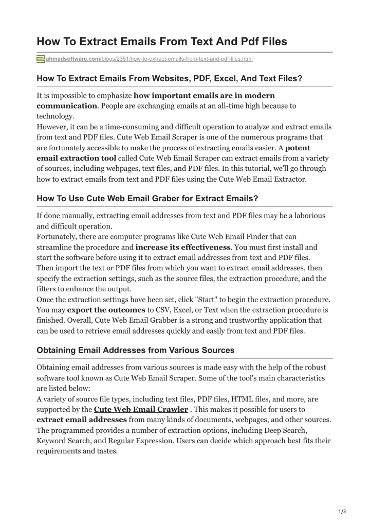 PPT 1How To Extract Emails From Text And Pdf Files PowerPoint 