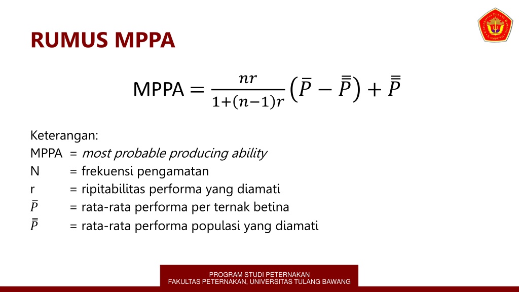 PPT - Korelasi Genetik, Nilai Pemuliaan, dan MPPA - Materi Pemuliaan ...
