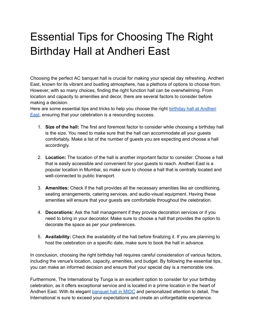 PPT - Essential Tips For Choosing The Right Birthday hall at Andheri ...