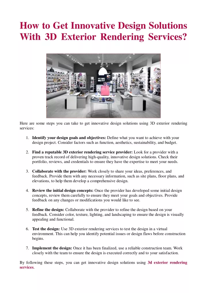PPT - How to Get Innovative Design Solutions With 3D Exterior Rendering ...