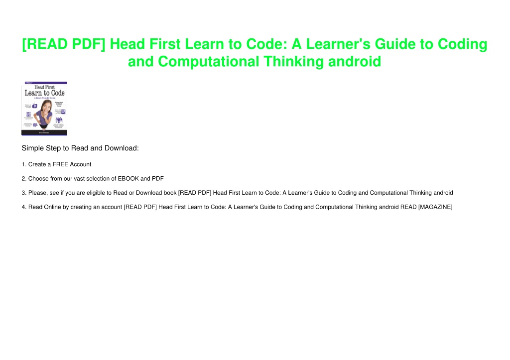 Ppt Read Pdf Head First Learn To Code A Learners Guide To Coding And Computation