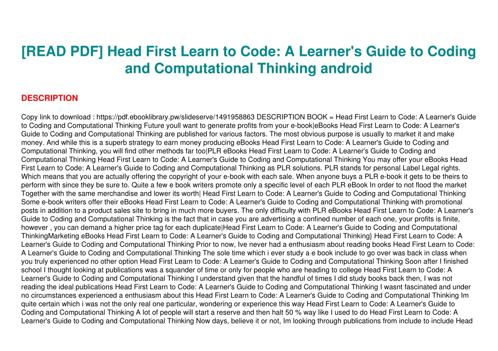 Ppt Read Pdf Head First Learn To Code A Learners Guide To Coding And Computation 1171