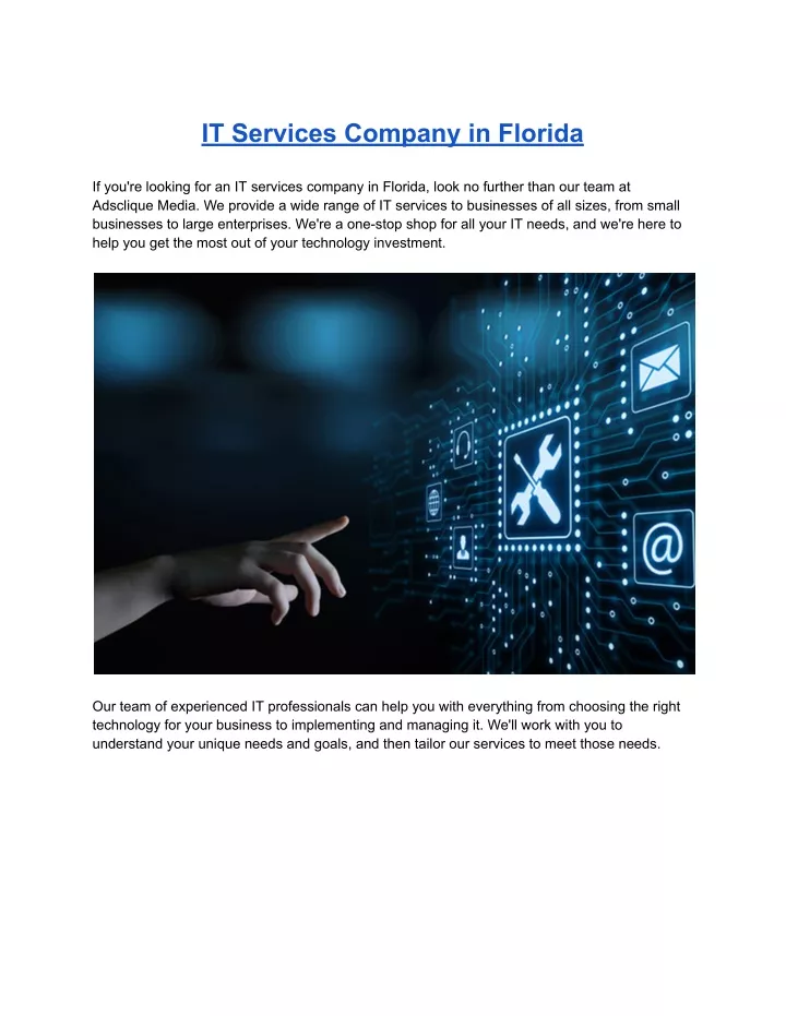 PPT - IT Services Company in Florida PowerPoint Presentation, free ...
