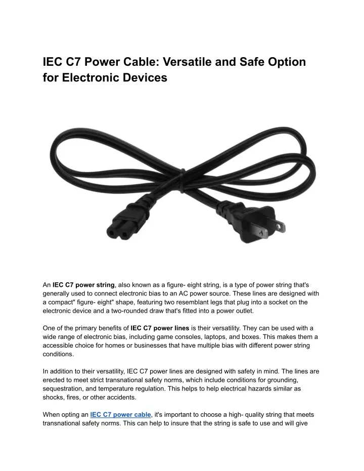 PPT - IEC C7 Power Cable: Versatile and Safe Option for Electronic ...