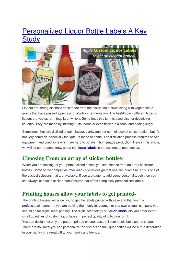 PPT - Personalized Liquor Bottle Labels A Key Study PowerPoint ...