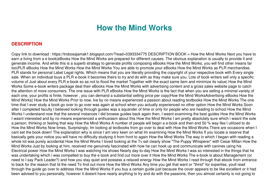 PPT - [PDF] DOWNLOAD FREE How the Mind Works download PowerPoint ...