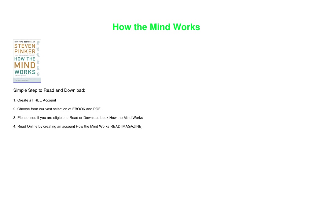 PPT - [PDF] DOWNLOAD FREE How the Mind Works download PowerPoint ...