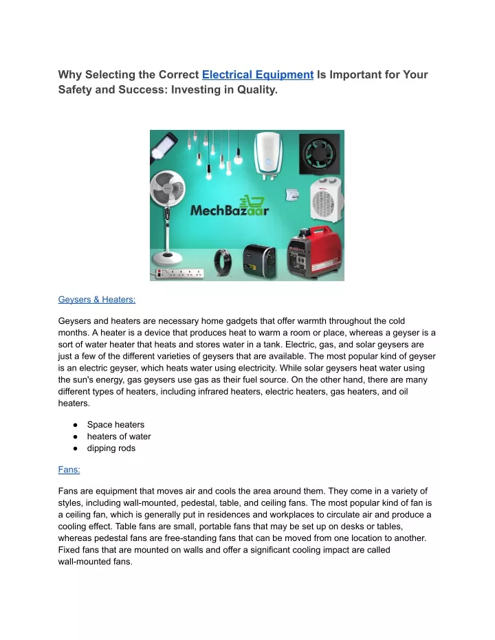 PPT - electrical equipment at mechbazaar PowerPoint Presentation, free ...