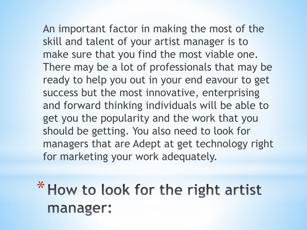 PPT - Lisette Paulson Working with the Best Artist Managers PowerPoint ... PPT - Lisette Paulson Working with the Best Artist Managers PowerPoint ...