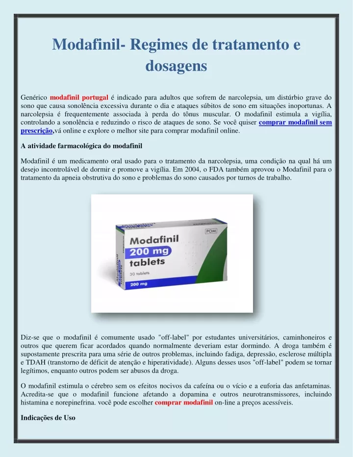 PPT - Modafinil- Regimes de tratamento e dosagens PowerPoint ...