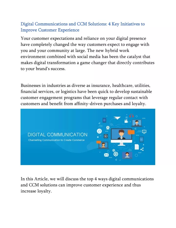 PPT - Digital Communications and CCM Solutions 4 Key Initiatives to ...