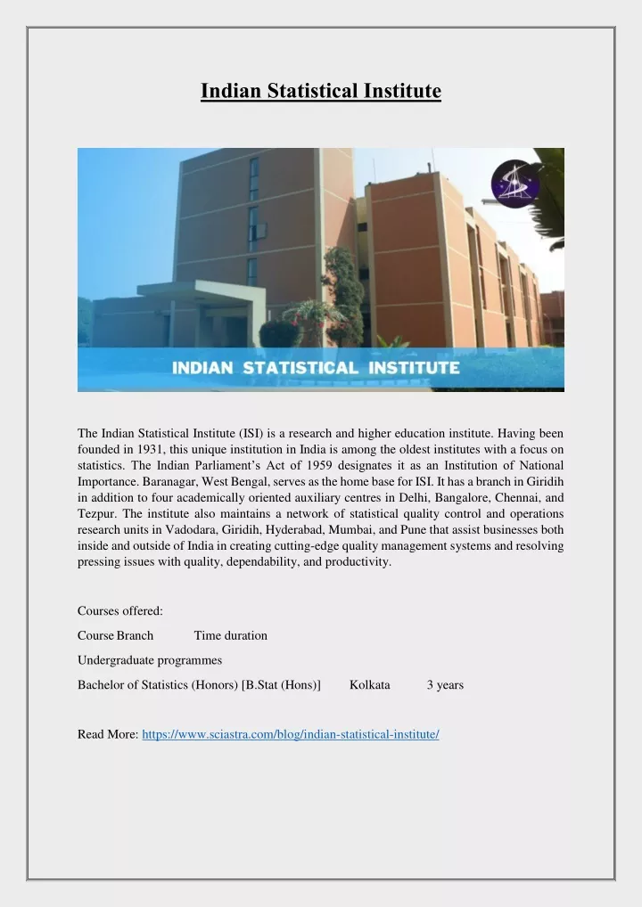 PPT - Indian Statistical Institute PowerPoint Presentation, free ...