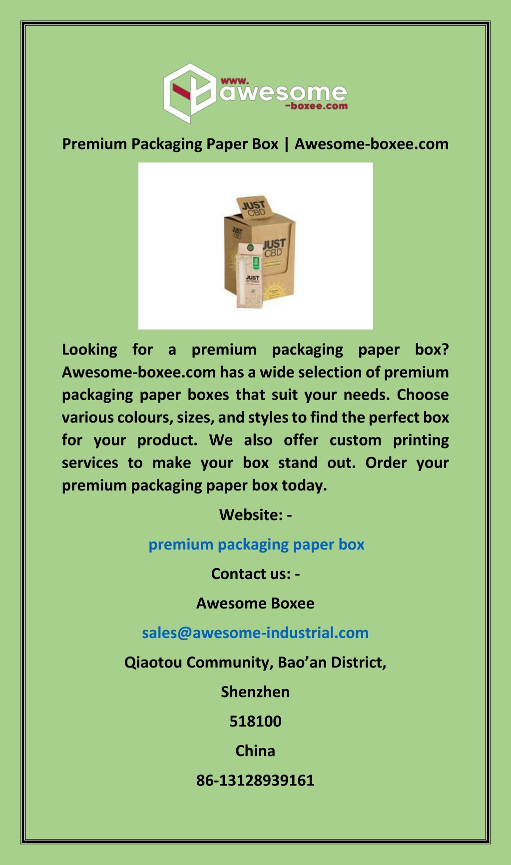 PPT - Premium Packaging Paper Box Awesome-boxee PowerPoint Presentation ...