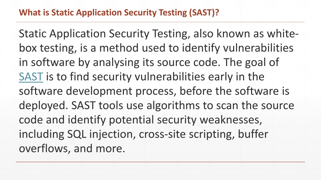 PPT Why Is Static Application Security Testing SAST Important 