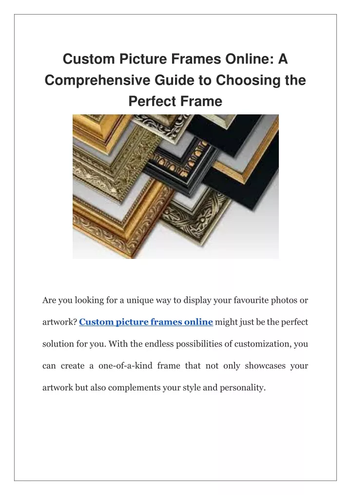 PPT - Custom Picture Frames Online A Comprehensive Guide to Choosing ...