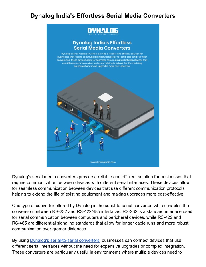 PPT - Dynalog India's Effortless Serial Media Converters PowerPoint ...