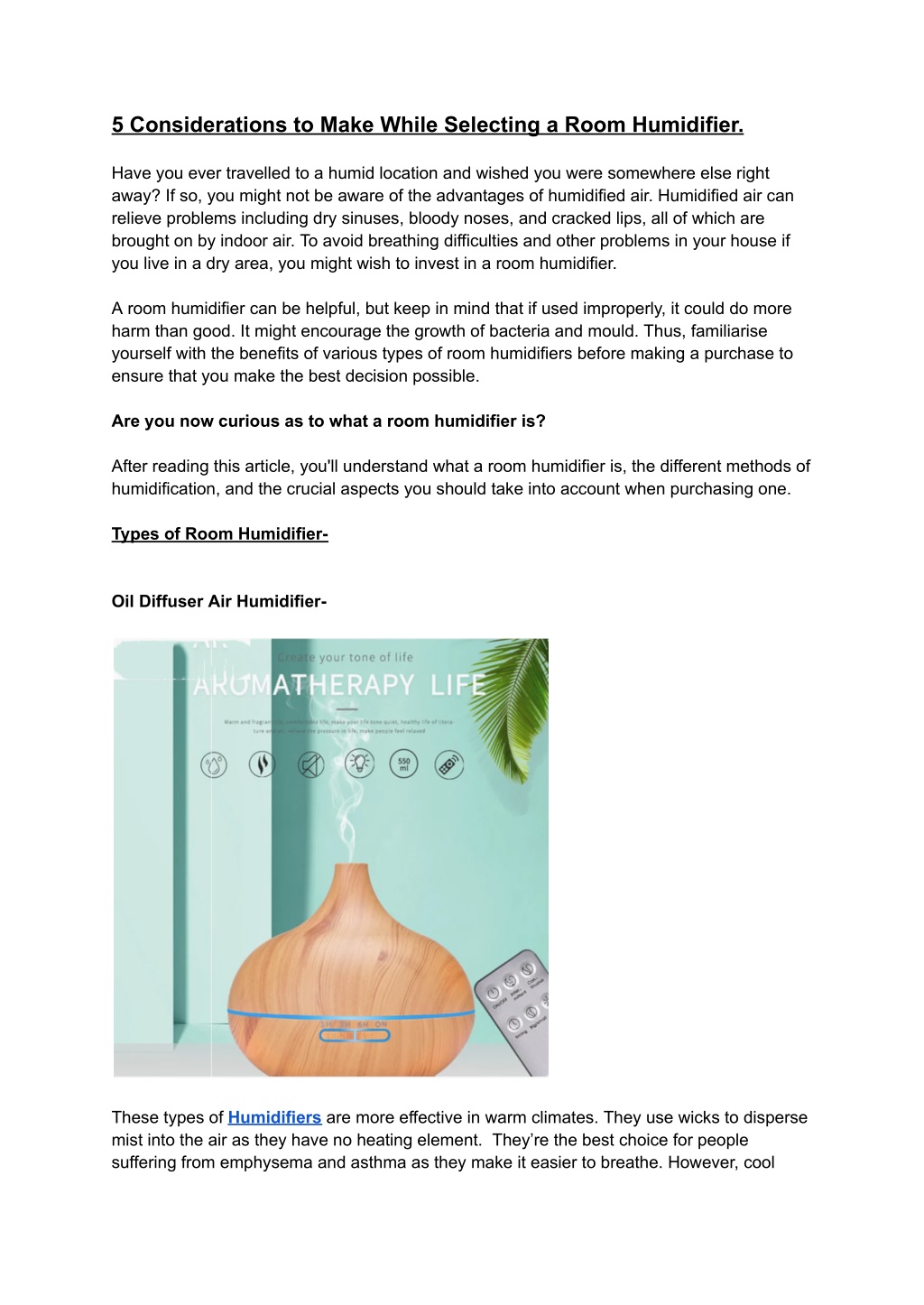 PPT - 5 Things to Keep In Mind When Choosing a Room Humidifier ...