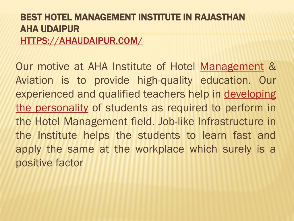 PPT - Best Hotel Management Institute in Rajasthan PowerPoint ...