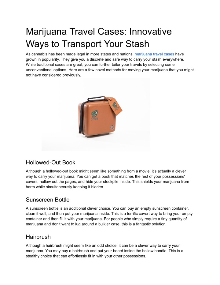 PPT - Marijuana Travel Cases_ Innovative Ways to Transport Your Stash ...