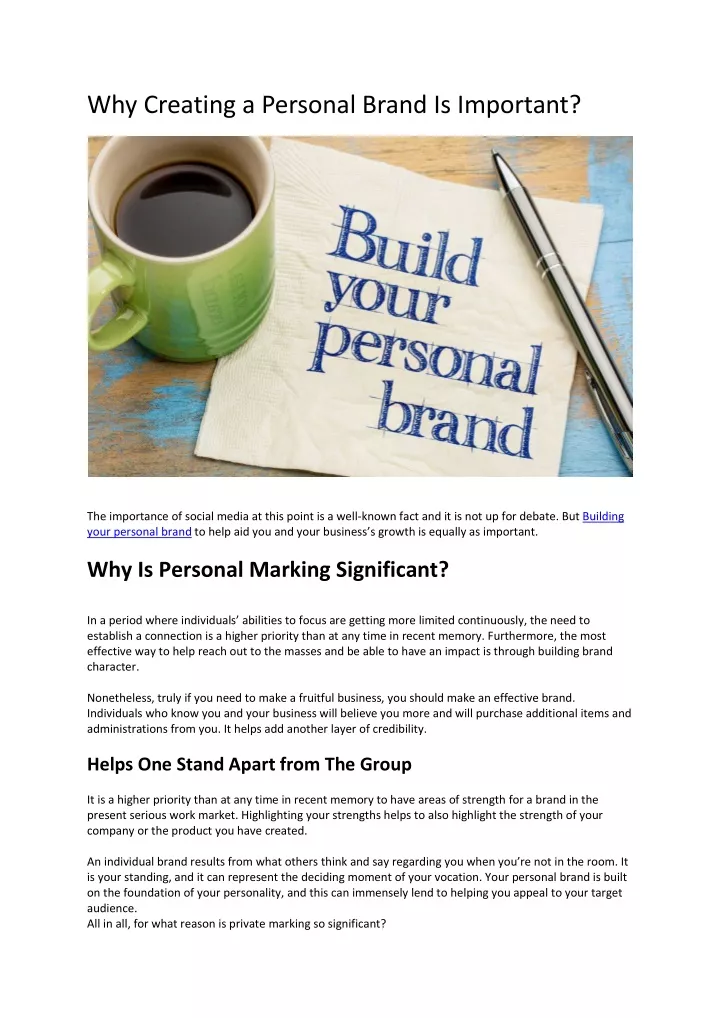 PPT - Why Creating a Personal Brand Is Important PowerPoint ...