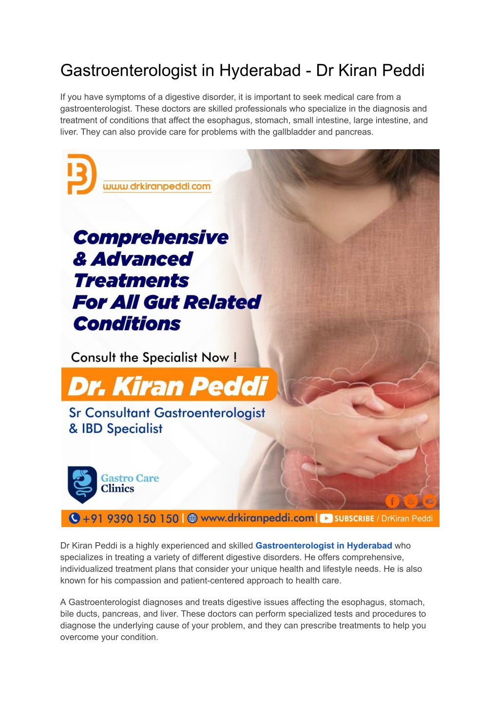 Ppt Gastroenterologist In Hyderabad Dr Kiran Peddi Powerpoint